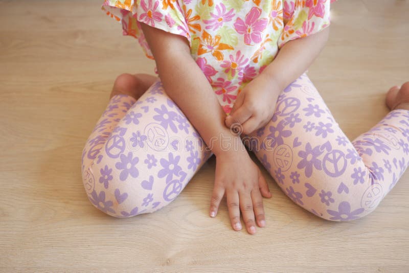Child Sitting W Posture on the Floor . Stock Image - Image of knee ...