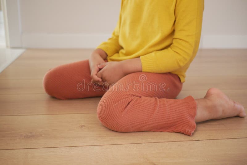 Child Sitting W Posture on the Floor . Stock Image - Image of adorable ...