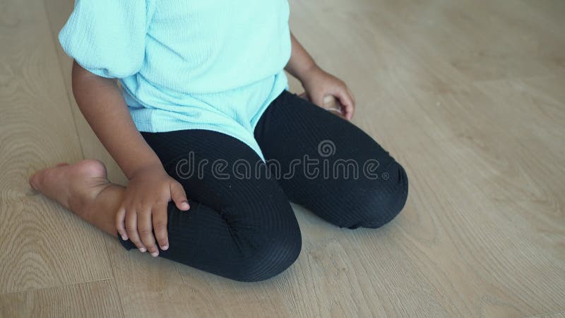 Child Sitting W Posture on the Floor . Stock Video - Video of adorable ...