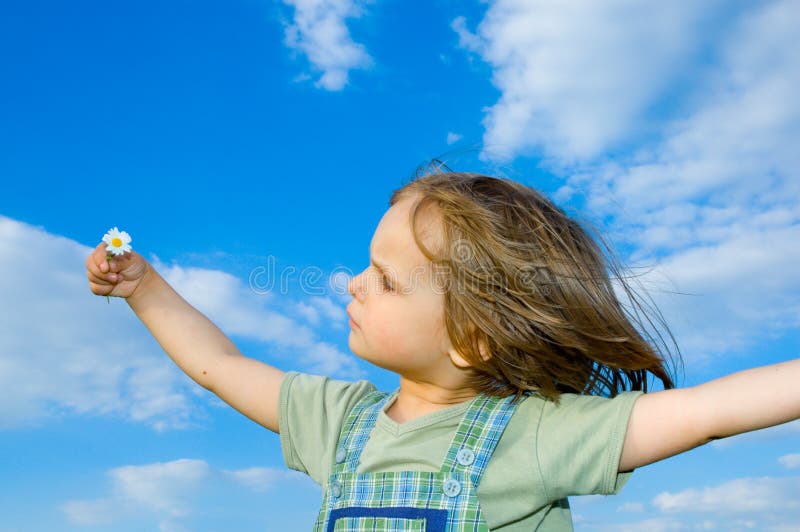 Little Boy Flying Up into the Sky Stock Image - Image of happiness ...