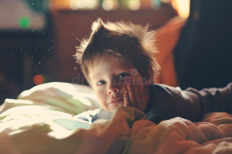 Child awake stock photo. Image of happy, child, hairstyle - 29730226