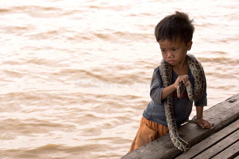 Child Snake Performer editorial image. Image of khmer - 25286540