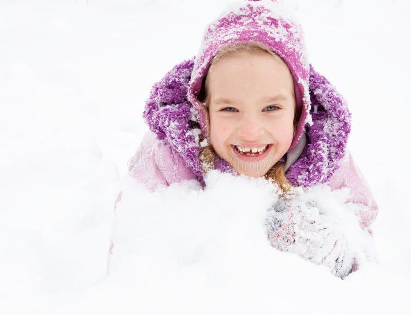 Child with snow stock image. Image of girl, leisure, childhood - 46845647