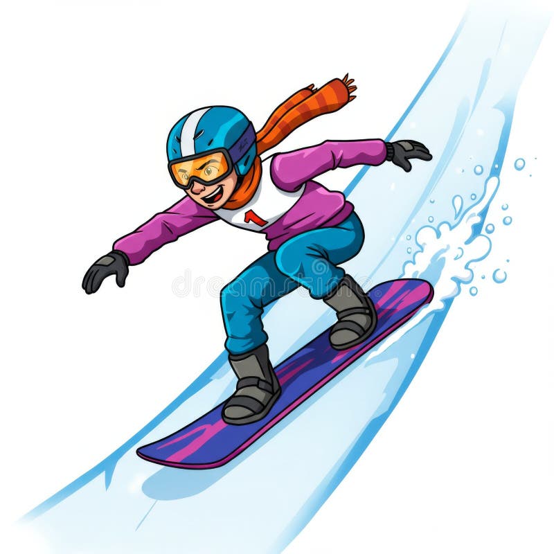 Child Snowboarder Cartoon Illustration Stock Illustration ...