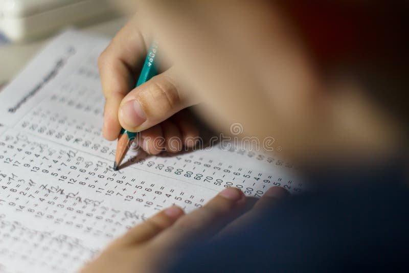 Child Solves Mathematics Examples. Stock Image - Image of connect ...