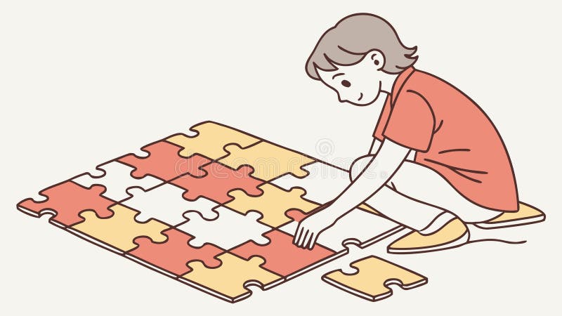 Child Solving Puzzle - Cognitive Development and Play, Vector Design ...