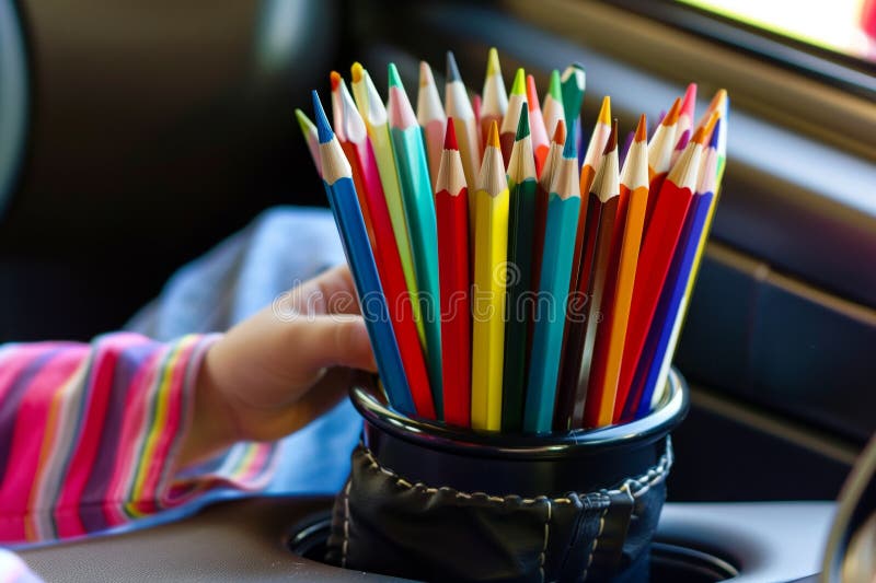 Child Sorting Colored Pencils in a Cup Holder Stock Image - Image of ... Child Sorting Colored Pencils in a Cup Holder Stock Image - Image of ...