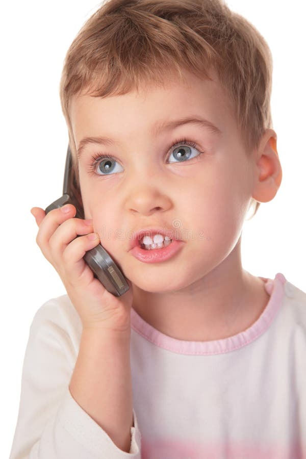 Child talk phone stock image. Image of children, listen - 1192369