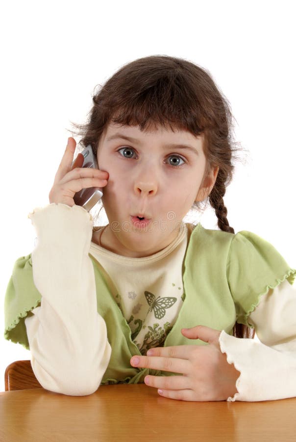 Child speaks by phone stock image. Image of schoolgirl - 12897343