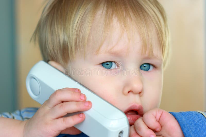 Child speaks by phone stock photo. Image of soft, caucasian - 8981708