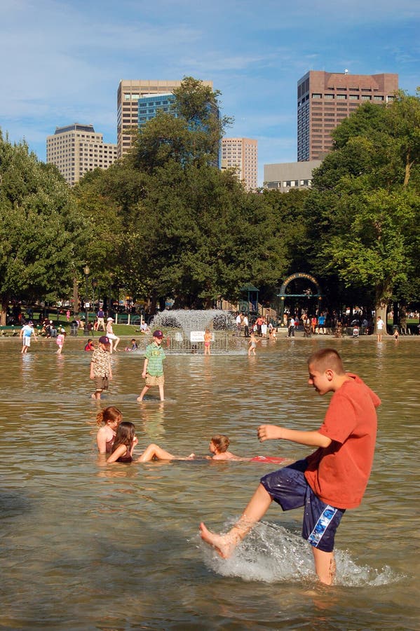 Child Splashes at the Frog Pond, Boston Common Editorial Photography ...