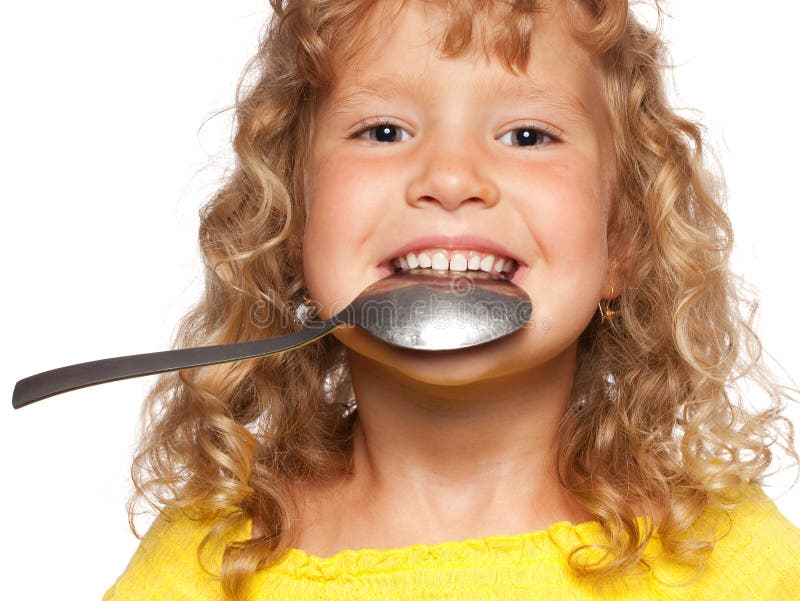 Child with spoon stock image. Image of girl, isolated - 20599079