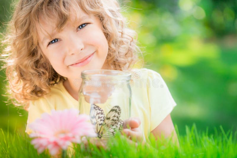 Child in spring stock image. Image of enjoying, portrait - 28895889