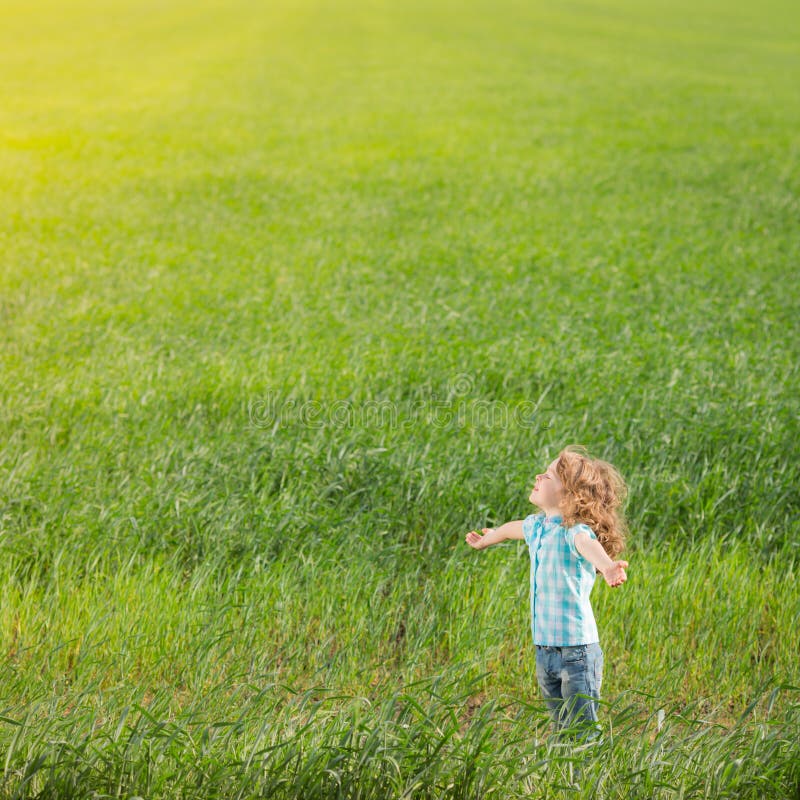 Child in spring field stock photo. Image of child, person - 37367998