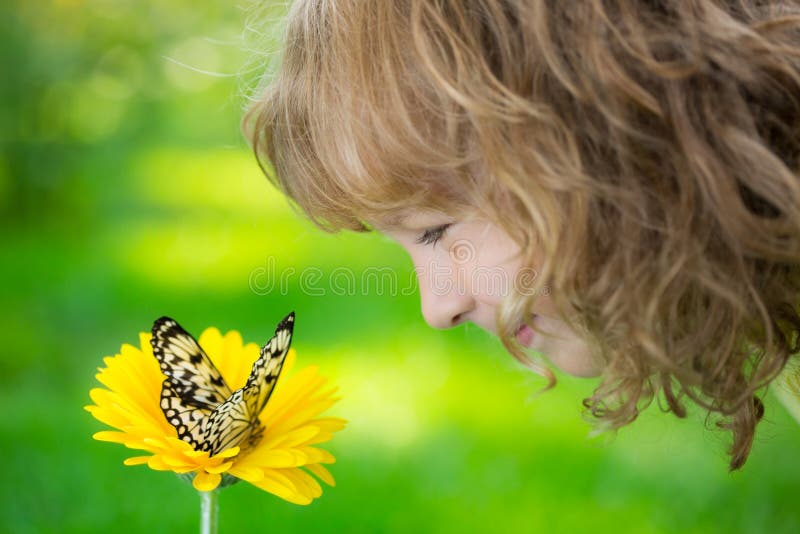 Child in spring stock photo. Image of flower, green, child - 37135794