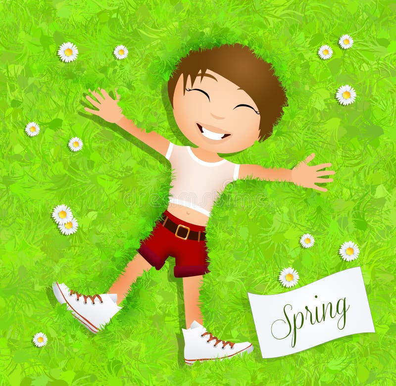 Child in spring stock illustration. Illustration of happiness - 47632722