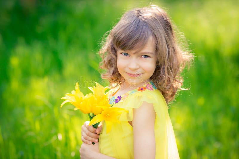 Child in spring field stock image. Image of child, imagination - 67516469