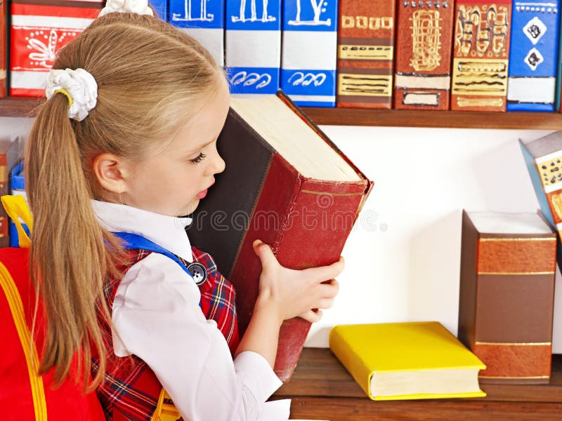 Child with stack book. stock photo. Image of read, knapsack - 26060528