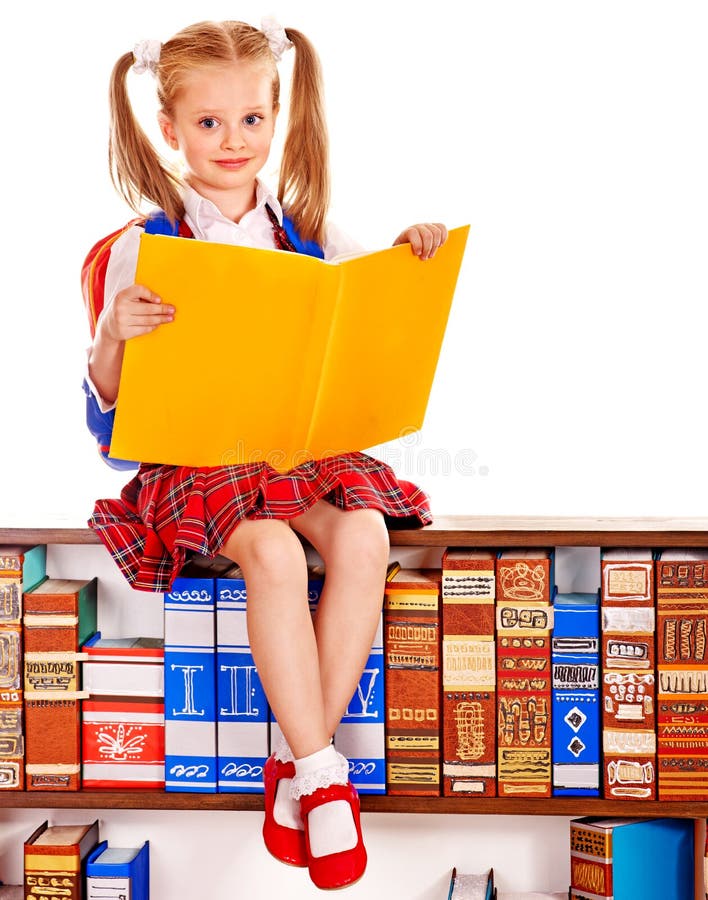 Child with stack book. stock image. Image of book, girl - 28696273
