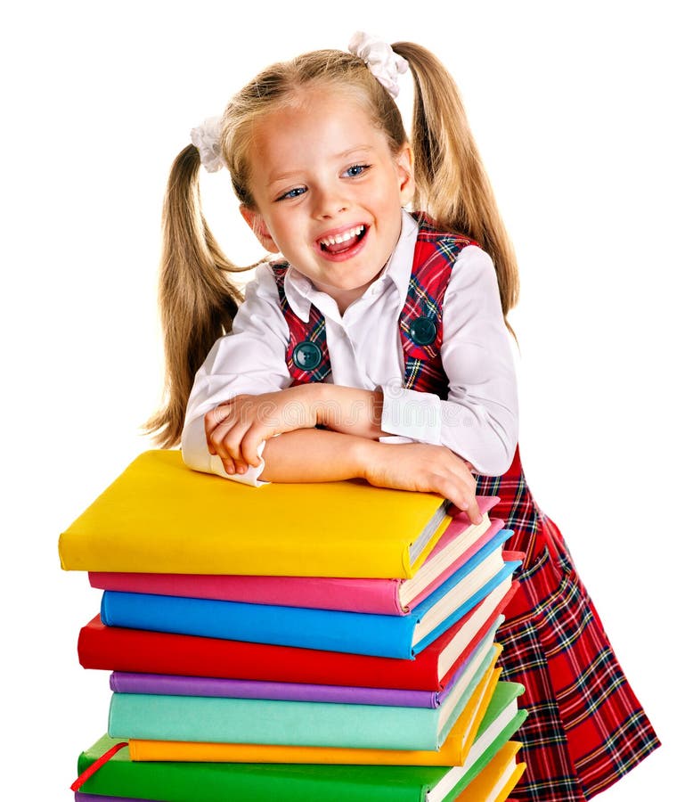 Child with stack book. stock image. Image of happy, book - 32199689
