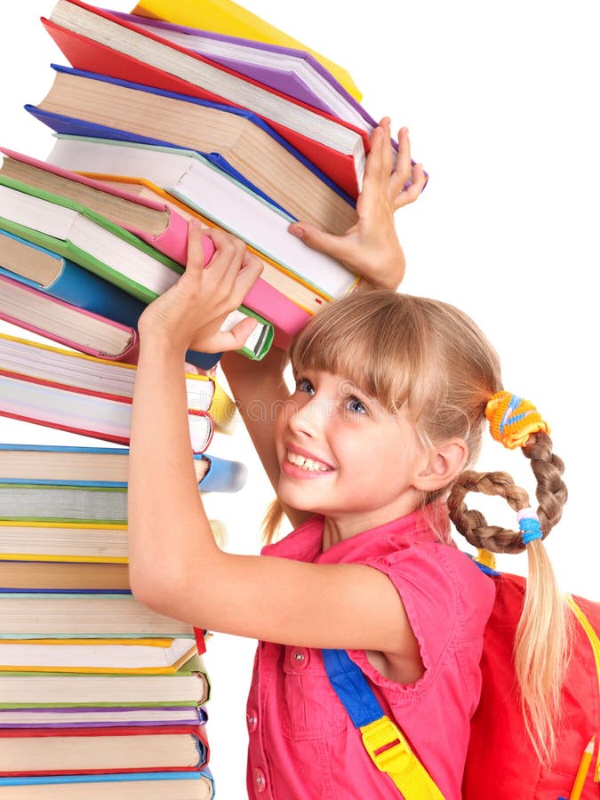 Child with stack of books. stock photo. Image of girl - 16928732