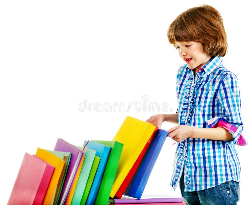 Child with stack of books. stock photo. Image of holding - 32199758
