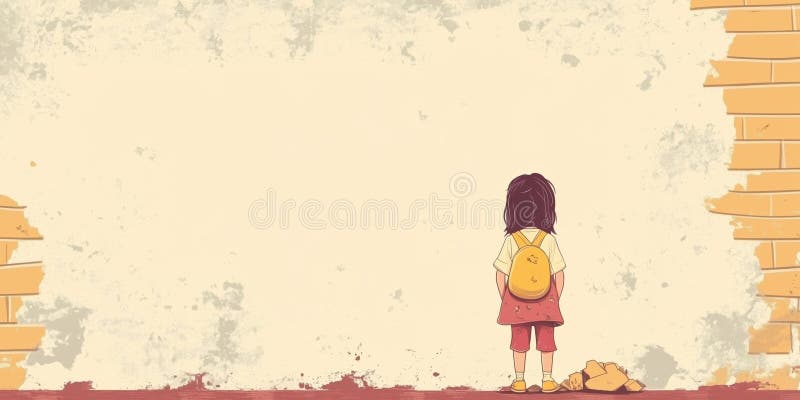 Child Standing Alone Against a Blank Wall, Symbolizing Isolation and ...