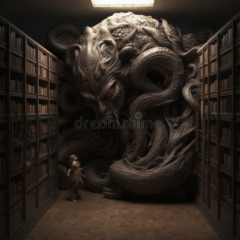 Library within a Giant Tree, Filled with Floating Books Stock ...