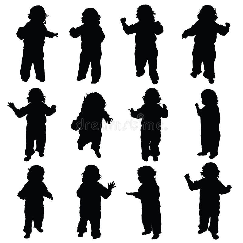 Child Standing Vector Silhouette Stock Vector - Illustration of playful ...