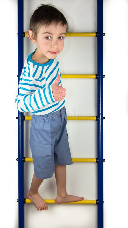 A child stands on a ladder stock photo. Image of healthy - 37650278