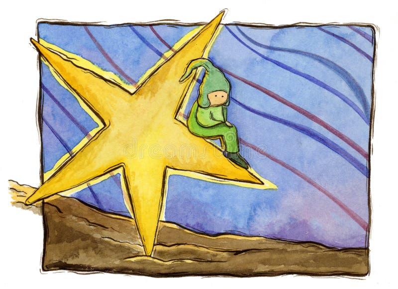 Child on a star stock illustration. Illustration of cosmos - 3770611