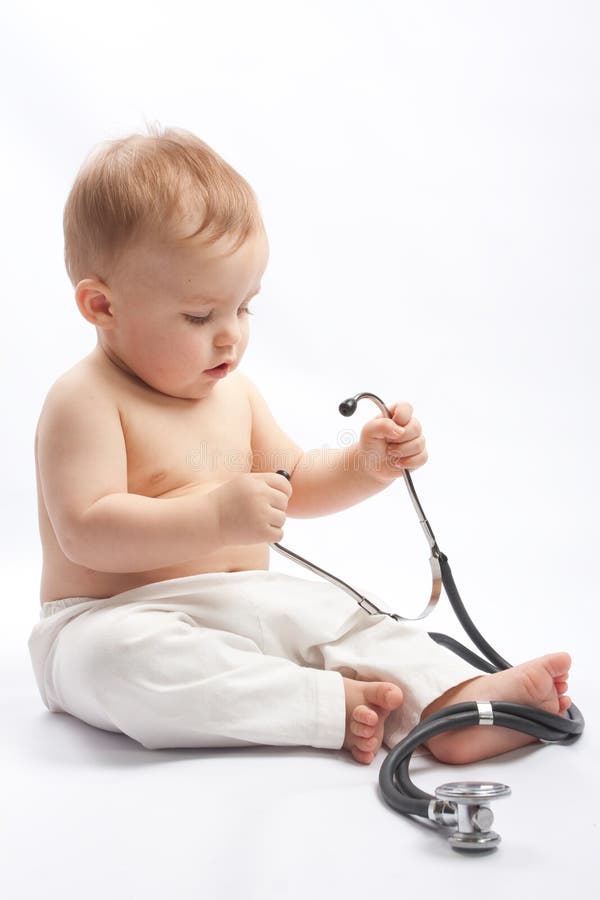 Child with stethoscope stock image. Image of baby, face - 13120099
