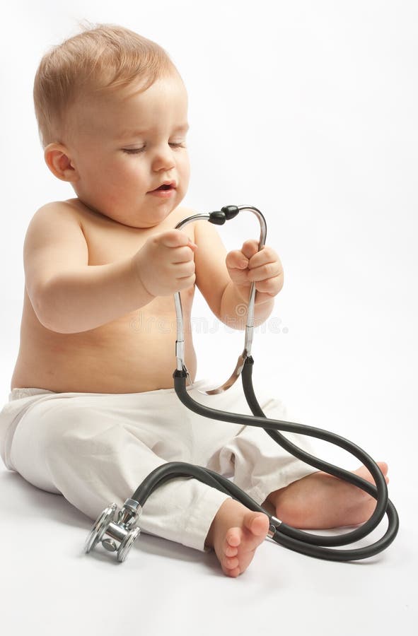 Baby with stethoscope stock image. Image of medicine, childhood - 1819443