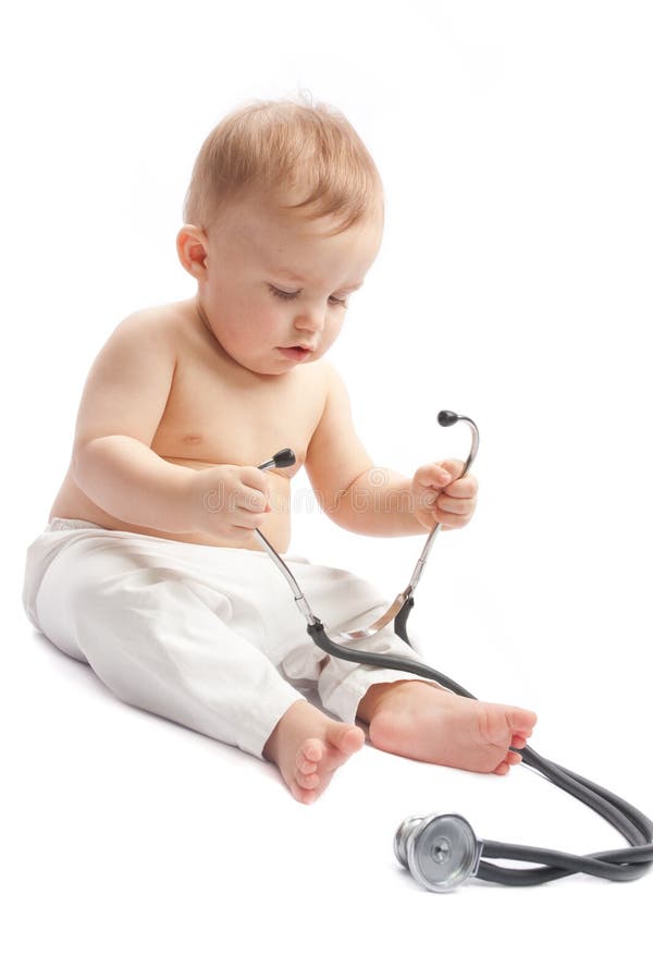 Baby with stethoscope. stock photo. Image of person, medical - 22914082