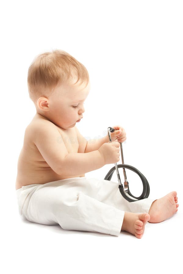 Child with stethoscope stock image. Image of children - 13605471