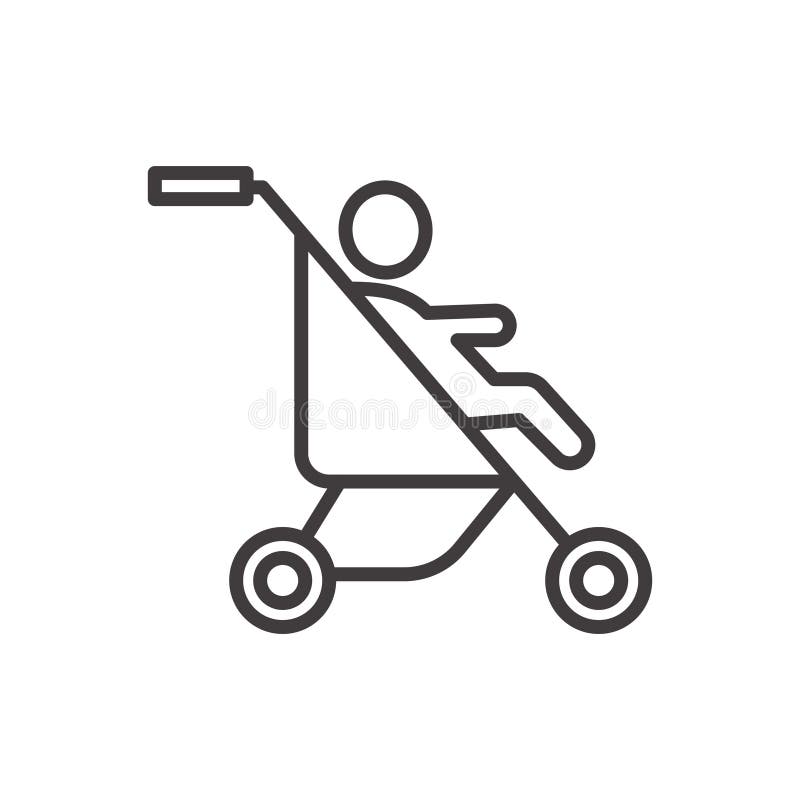 CHILD in a STROLLER Stroke Icon in Black Stock Vector - Illustration of ...