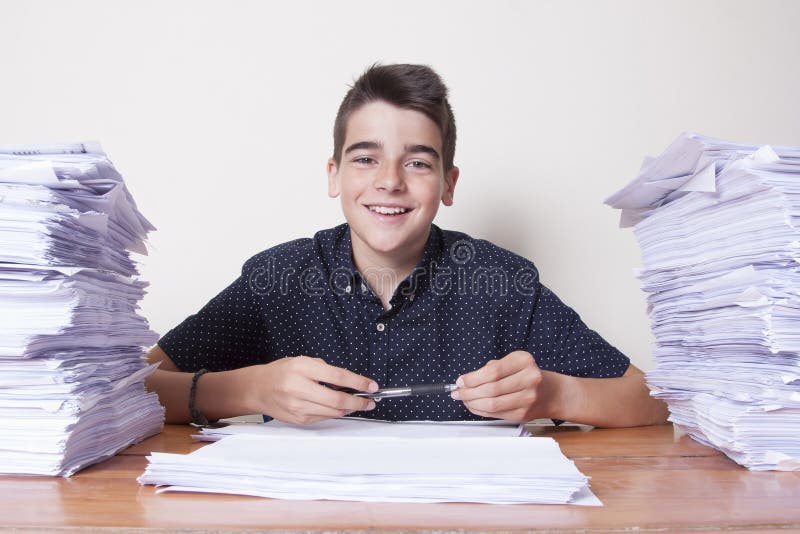 Child student on the desk stock image. Image of boys - 107289321