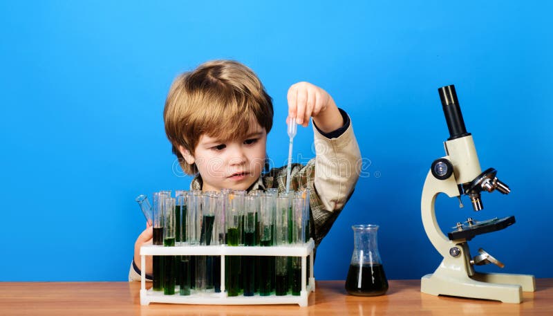 Child Study Biology Chemistry. Educational Experiment Stock Image ...