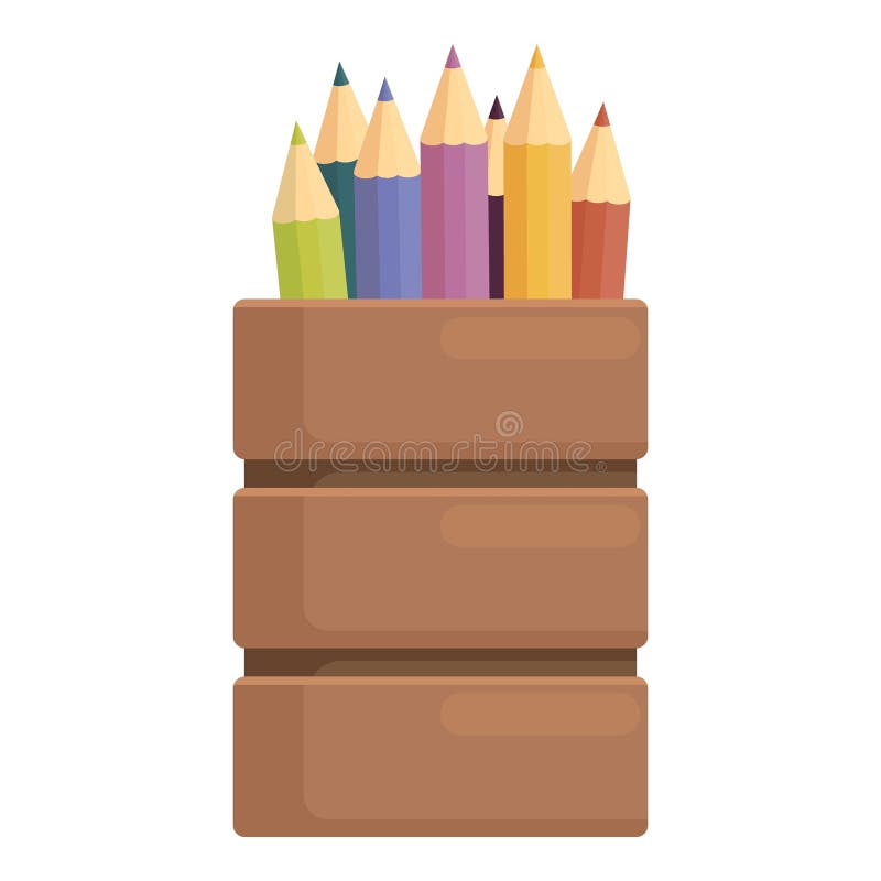 Child Study Pencils Icon Cartoon Vector. Tool Container Stock Vector ...