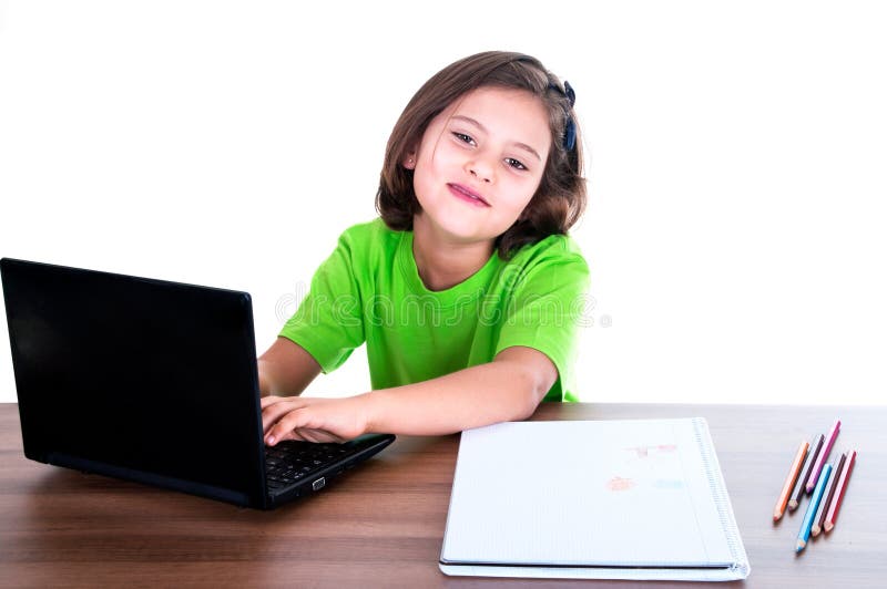 Child with computer stock image. Image of entertainment - 14003831