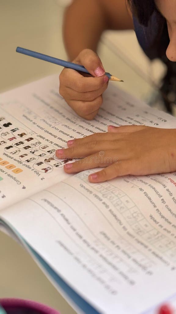 Child Studying with Open Book Stock Image - Image of developing ...