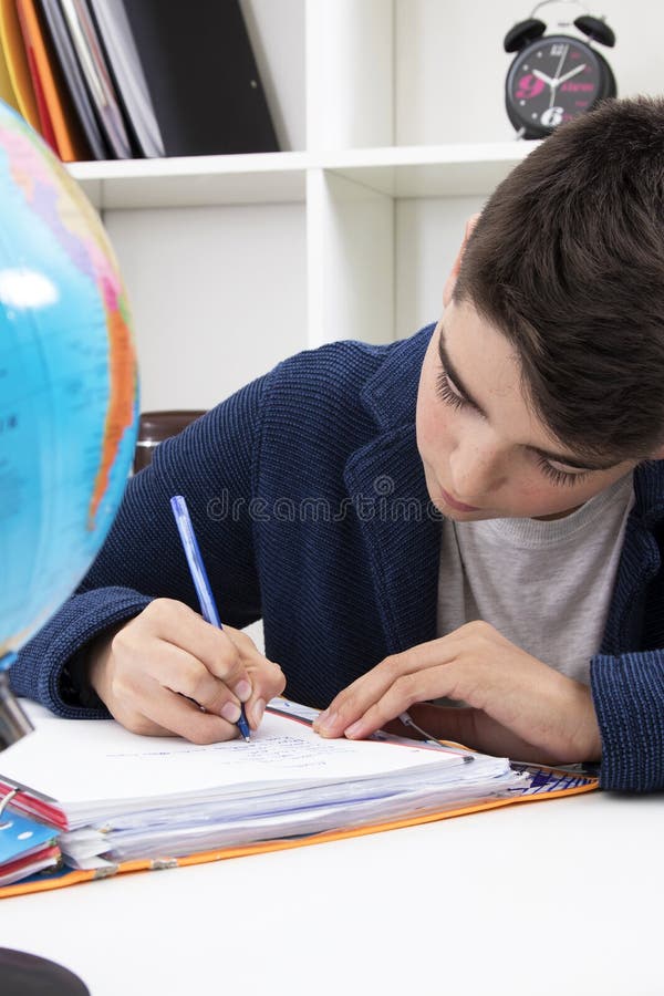 Child studying and writing stock photo. Image of literature - 97242300