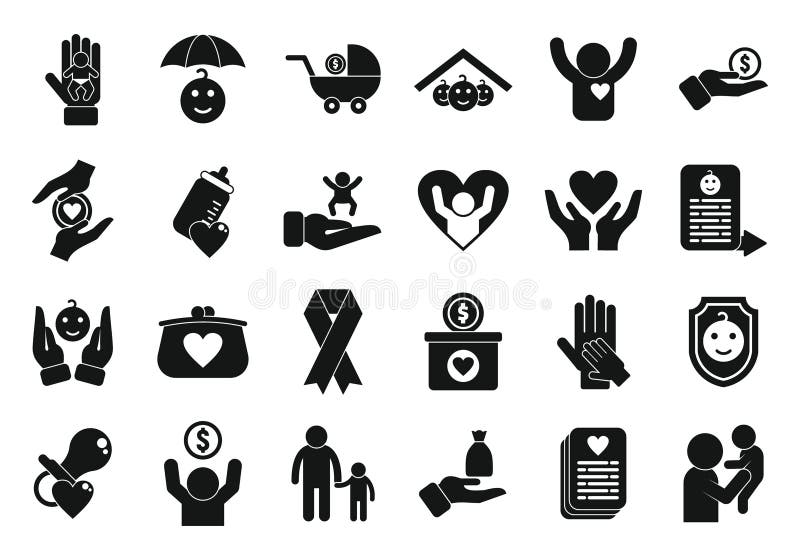 Child Support Icons Set Simple Vector. Childcare Protect Stock Vector ...
