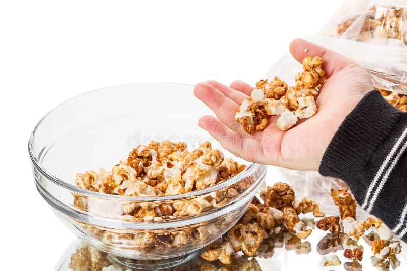 Child with sweet popcorn stock image. Image of fingers - 27661009