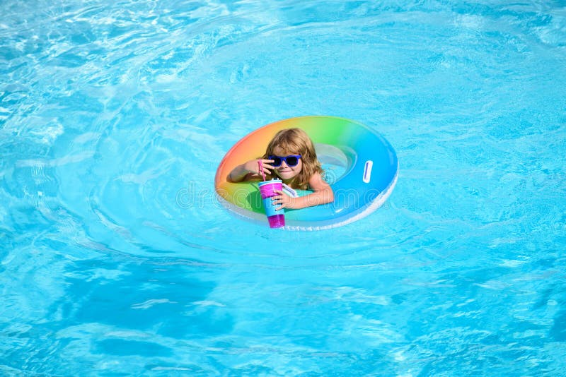 Child in Swimming Pool. Kids Beach Fun. Stock Image - Image of playing ...