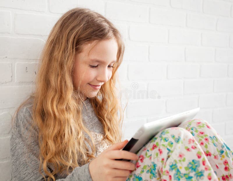 Child with tablet stock image. Image of home, caucasian - 155106253