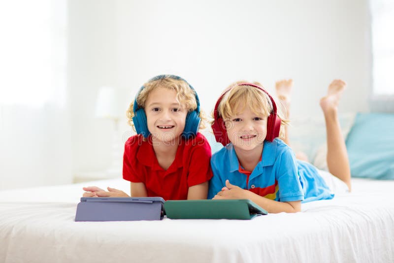 Child with Tablet Computer. Kids Study Online Stock Image - Image of ...