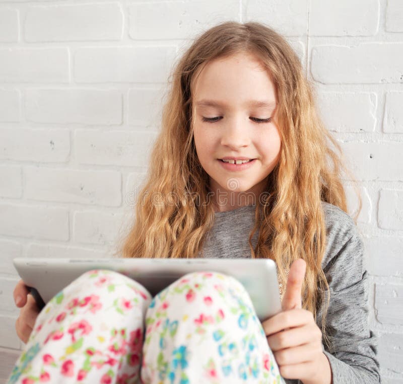 Child with tablet stock photo. Image of internet, space - 69060282