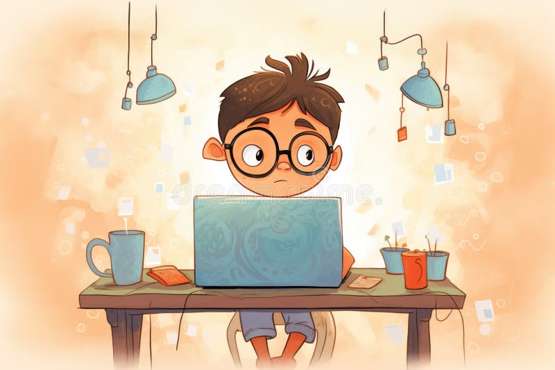 Child Taking Notes while Using a Laptop Stock Photo - Image of learning ...