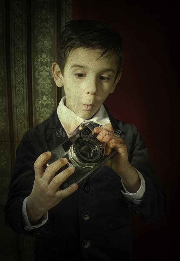 Child Taking Pictures with Vintage Camera Stock Photo - Image of cute ...